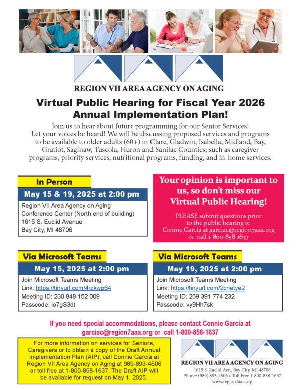 Public Hearing for Fiscal Year 2026 Annual Implementation Plan – Region 7 Area Agency on Aging